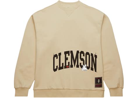 Travis Scott X Mitchell And Ness Clemson Tigers Pullover Sweatshirt Tan Ss24 Us