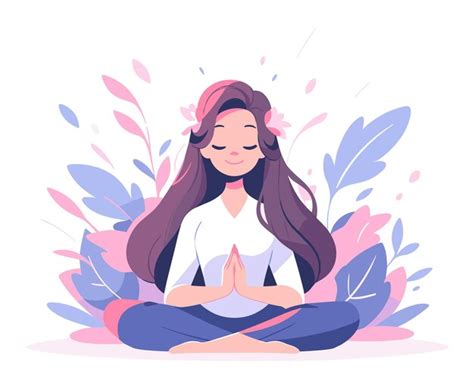 Flat Vector Illustration Of A Woman Sitting In A Lotus Position