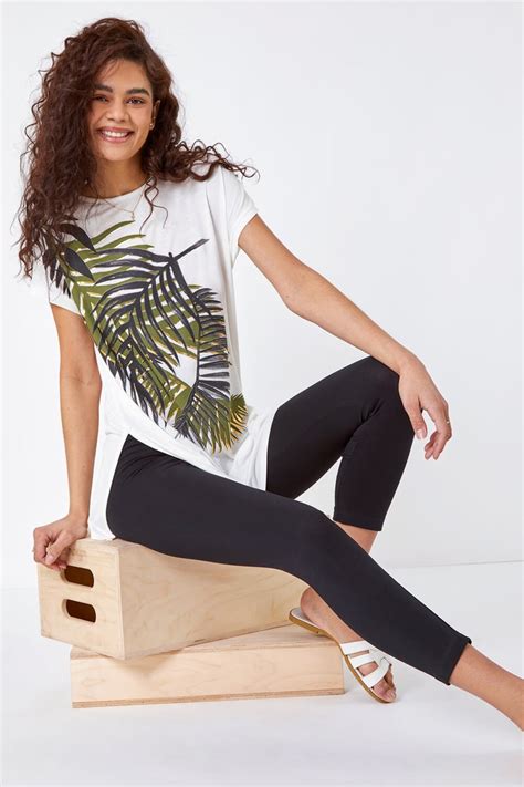 Roman Black Elastic Waist Stretch Cropped Leggings Matalan