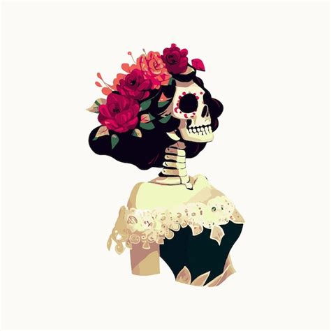 Hermosa Catrina Del Día De Muertos Vector Premium