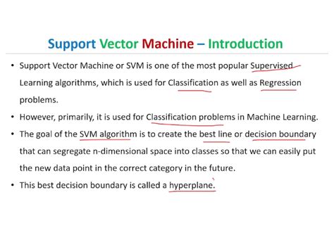 Ml Svm Introduction To Support Vector Machines And Their Types Studocu