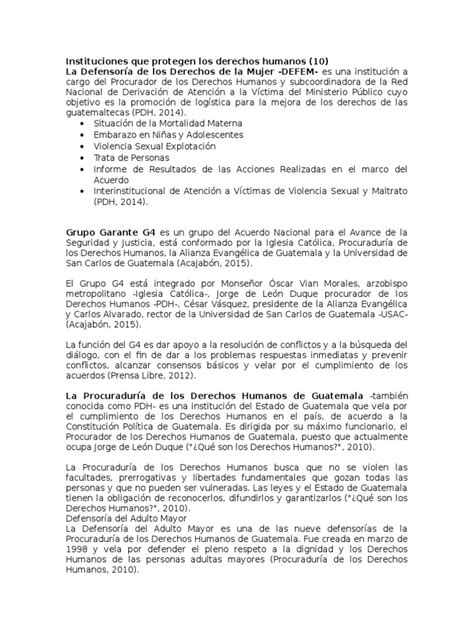 Instituciones Que Protegen Los Derechos Humanos Pdf