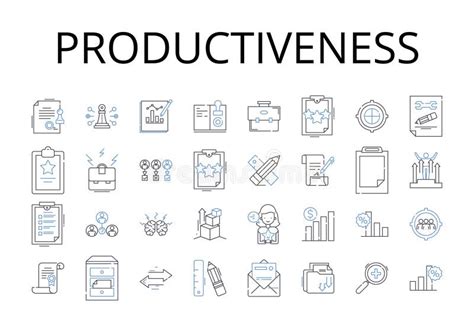Productiveness Line Icons Collection Efficiency Effectiveness Productivity Capability