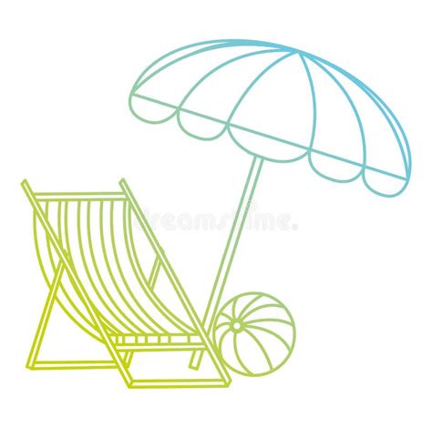 Wooden Beach Chair With Umbrella And Balloon Stock Illustration