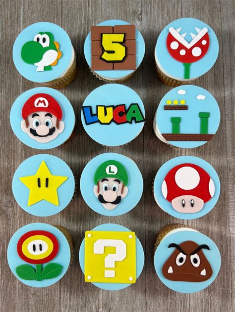 Super Mario Cupcake Toppers In 2024 Super Mario Cupcakes Mario Bros
