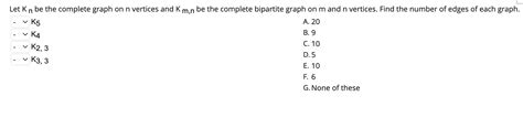 Solved Let K N Be The Complete Graph On N Vertices And K M N Chegg