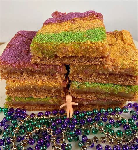 Mardi Gras King Cake Ooey Gooey Butter Cake Bars Gourmet Etsy