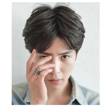 男 假髮 真人髮 捲髮 網紅造型 中分瀏海髮型 帥氣 整頂假髮 遞針頭旋 逼真 【黑二髮品】otyh 黒二髮品有限公司 Iopen Mall