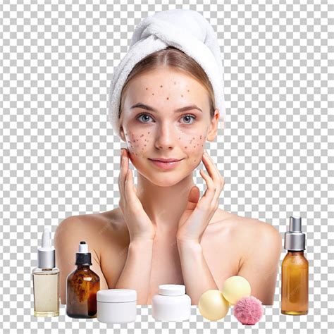 Premium PSD | Beautiful girl with pimples on the face hygiene