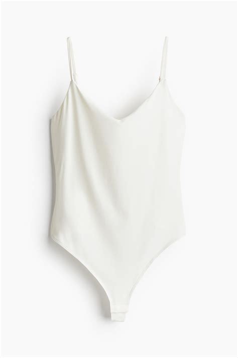 V Neck Camisole Bodysuit White Ladies Handm Us