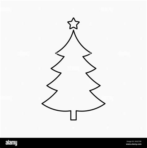 Christmas Tree Line Icon With Star Christmas Design Element Vector