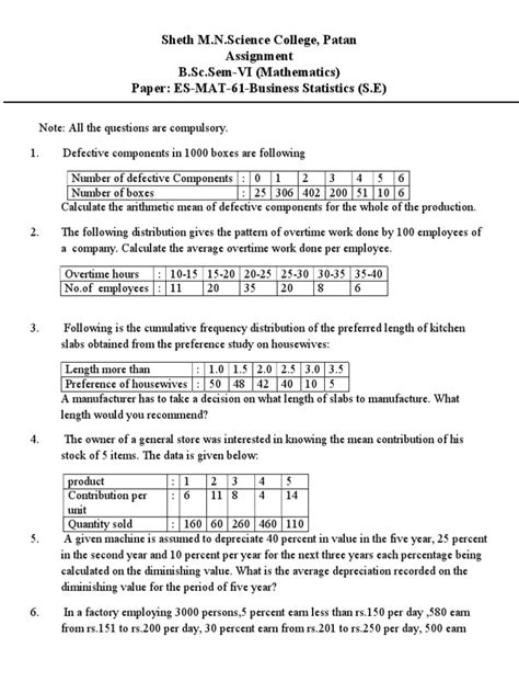 Es Mat 61 Business Statistics Pdf Percentage Mode Statistics