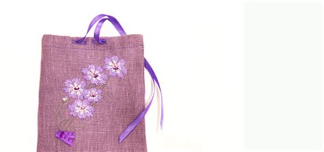 자수 꽃 보관 파우치가있는 보라색 린넨 파우치 말린 허브 향기로운 파우치 인테리어 세부 사항을위한 작은 품목을위한 파우치 흰색