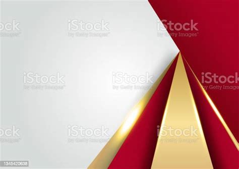기하학적 삼각형 모양과 라인 황금 요소와 우아한 추상적 인 빨간색 배경 사실적인 럭셔리 페이퍼 컷 스타일 3d 모던 컨셉