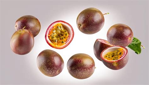 Premium Photo Fresh Ripe Raw Passion Fruit Falling In The Air