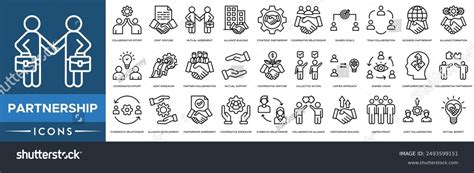 Partnership Icon Set Collaborative Effort Joint Stock Vector Royalty