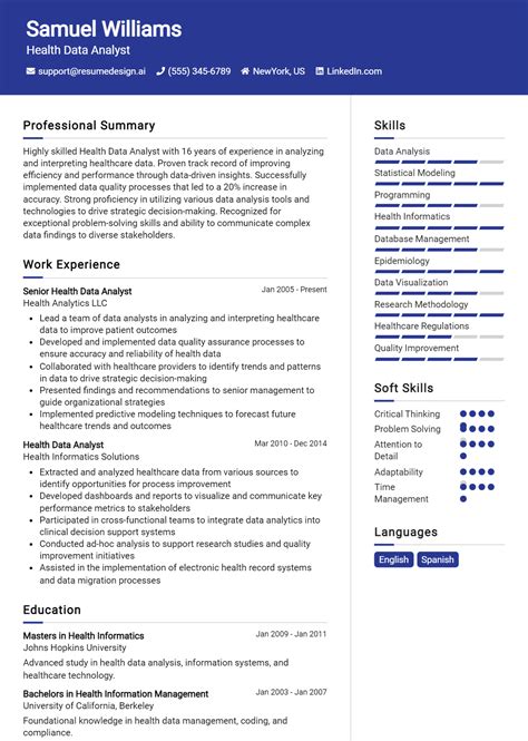 12 Health Data Analyst Resume Examples And Templates For 2026 Guide