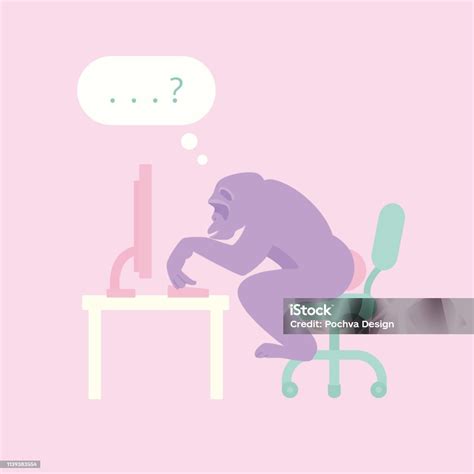 Ilustración De Un Simio Sentado Frente A La Ilustración Vectorial De La