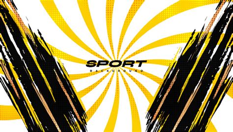 추상적인 검은색과 노란색 브러시 배경에는 Sunburst와 Halftone Effect가 있습니다 배너 포스터 또는 스포츠