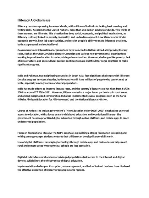 Global Illiteracy Pdf