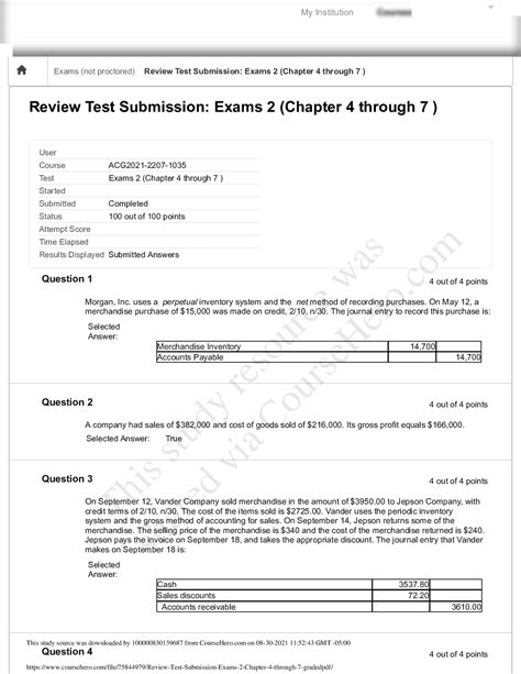 ACG 2021 Review Test Submission Exams 2 Chapter 4 Through 7