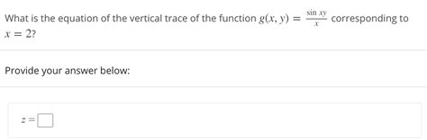 Solved What Is The Equation Of The Vertical Trace Of Chegg