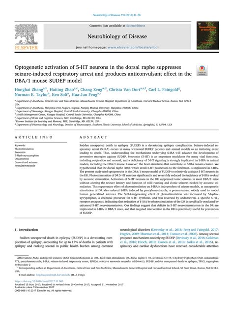 Pdf Optogenetic Activation Of 5 Ht Neurons In The Dorsal Raphe