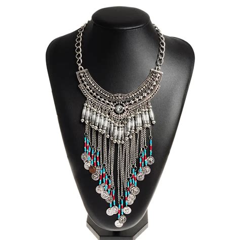 Bohemian Long Tassel Necklaces For Women Boho Gypsy Coin Statement