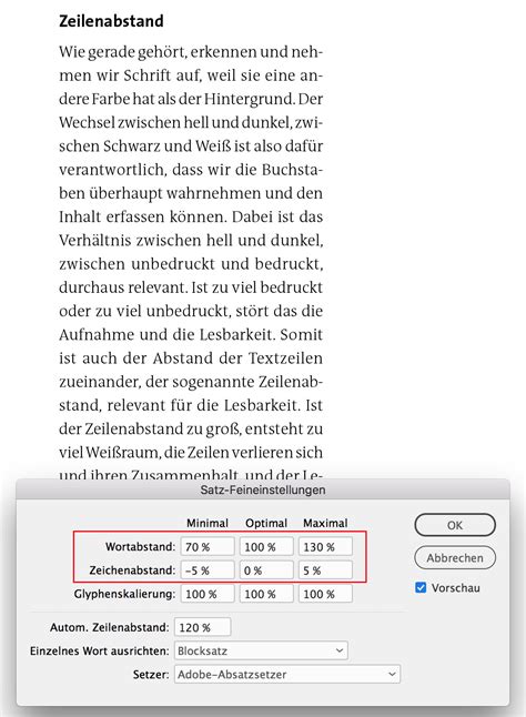 Was ist Blocksatz Erklärung richtig Setzen Feineinstellung