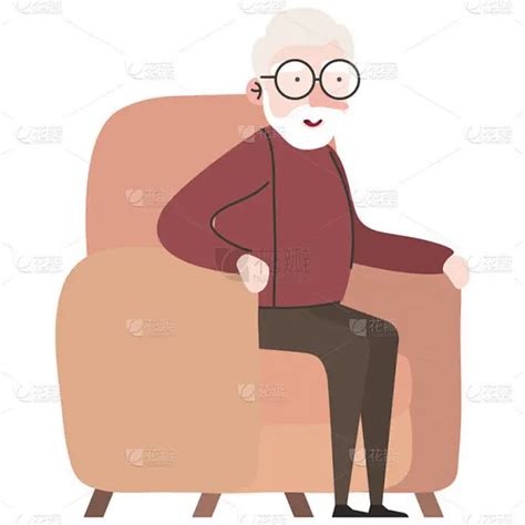 可爱的外公坐在沙发上 花瓣网