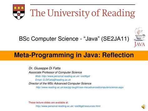 Ppt Bsc Computer Science “java” Se2ja11 Meta Programming In Java Reflection Powerpoint