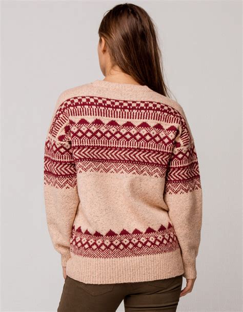 Sky And Sparrow Fair Isle Womens Tunic Sweater Peach L Tillys