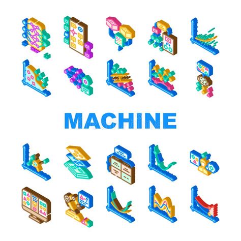Machine Learning Algorithm Model Icons Set Vector Stock Illustration