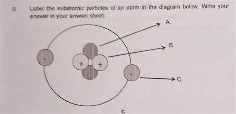 Label The Subatomic Particles Of An Atom In The Diagram Below Write Youranswer In Your Answer