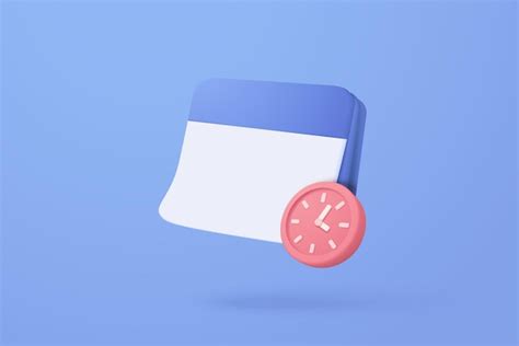 3d 달력은 파란색 배경에서 미리 알림 날짜를 표시한 날짜 및 시간을 표시합니다 일정 약속 이벤트 일 휴일 계획 개념에 대한 시계가 있는 달력 3d 알람 시계 아이콘 벡터