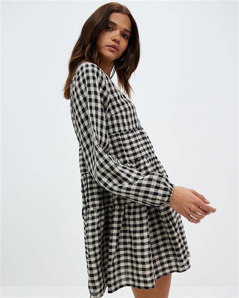 Aere Tiered Mini Smock Dress Airrobe