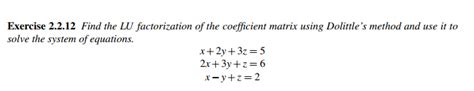 Solved Exercise 2 2 11 Find The Lu Factorization Of The