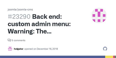 Back End Custom Admin Menu Warning The Administrator Menu Diler Does Not Have Menu Manager