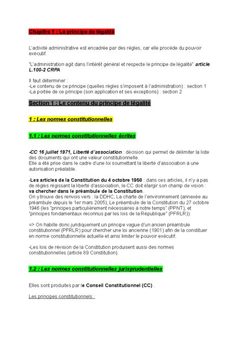 Chapitre 1 Principe De Légalité Chapitre 1 Le Principe De Légalité