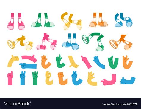 Cartoon Hands And Leg Retro Color Comic Leg Vector Image