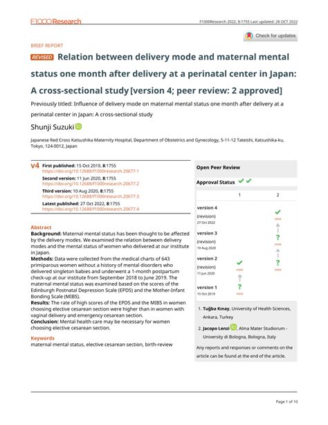 Pdf Relation Between Delivery Mode And Maternal Mental Status One