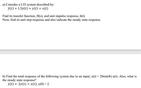 Solved A Consider A LTI System Described By Chegg Com