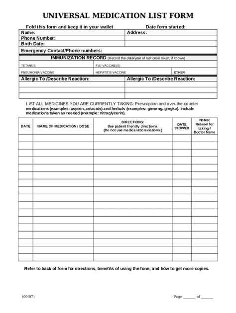 Universal Medication Form Best Collections Fill Out And Sign Online