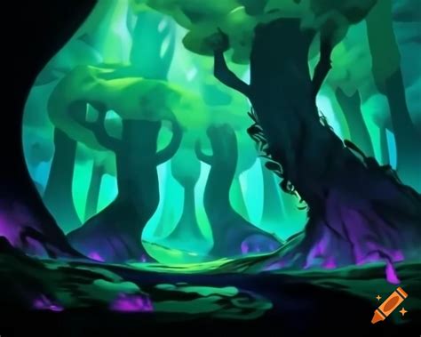 Futuristic Laboratory With Ancient Oak Tree And Glowing Phytolamps On
