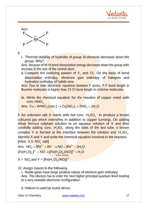 CBSE Class 12 Chemistry Chapter 7 The P Block Elements Important