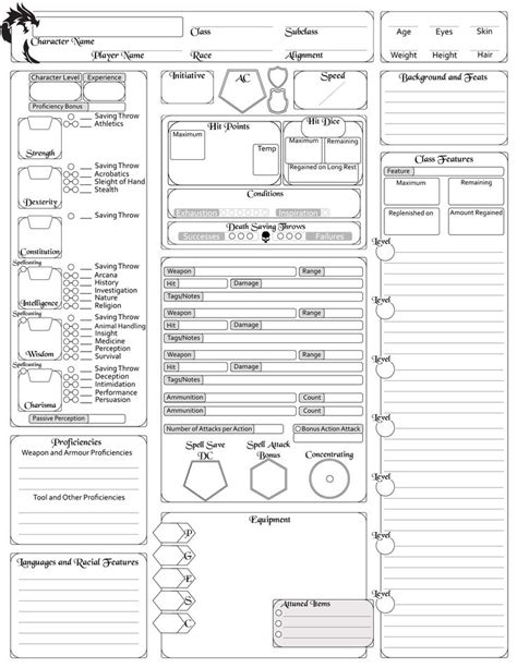 Dnd Printable Character Sheet