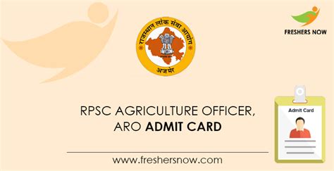 Rpsc Agriculture Officer Admit Card 2025 Out Exam Date