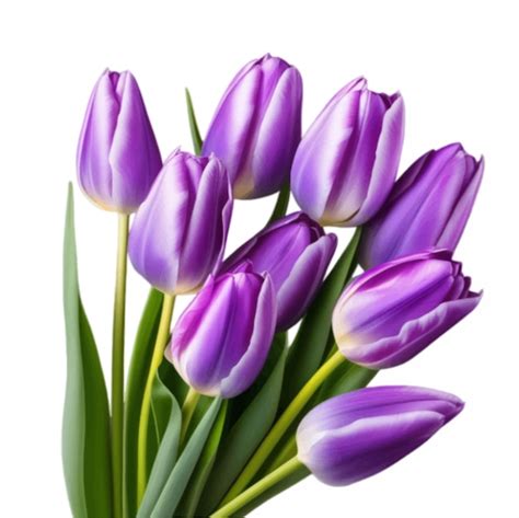 Bouquet Of Violet Color Tulip Flower Isolated On Plain White Background