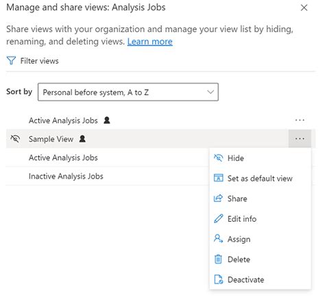 그리드 페이지에서 개인 보기 생성 및 관리 Power Apps Microsoft Learn