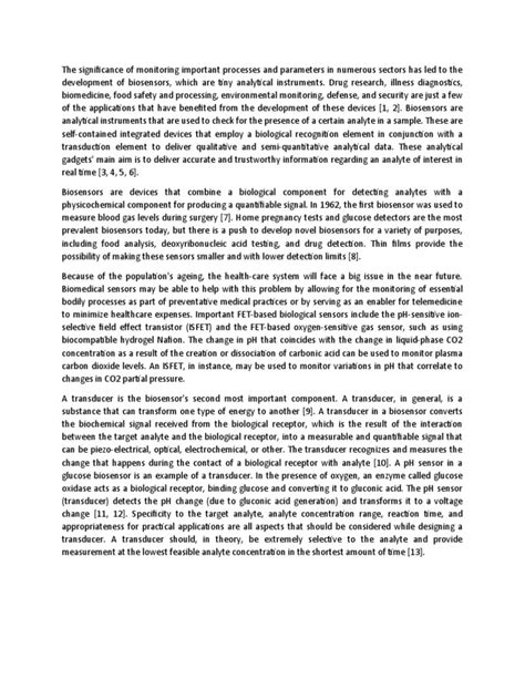 Introduction Biosensor Pdf Biosensor Sensor